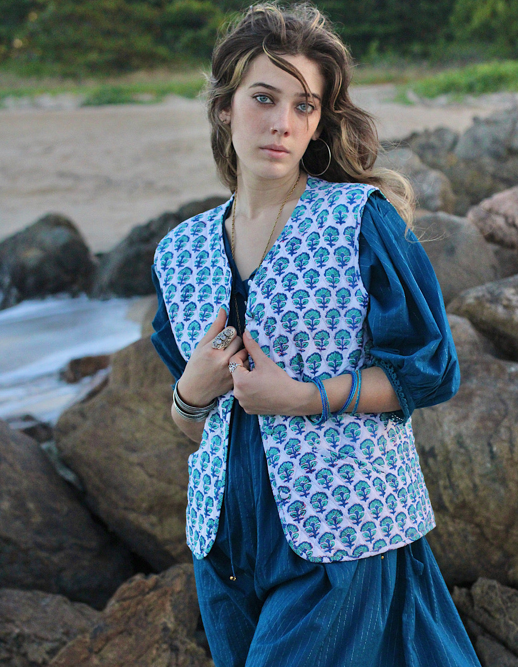 Moon Quilted Cotton Vest – River Goddess